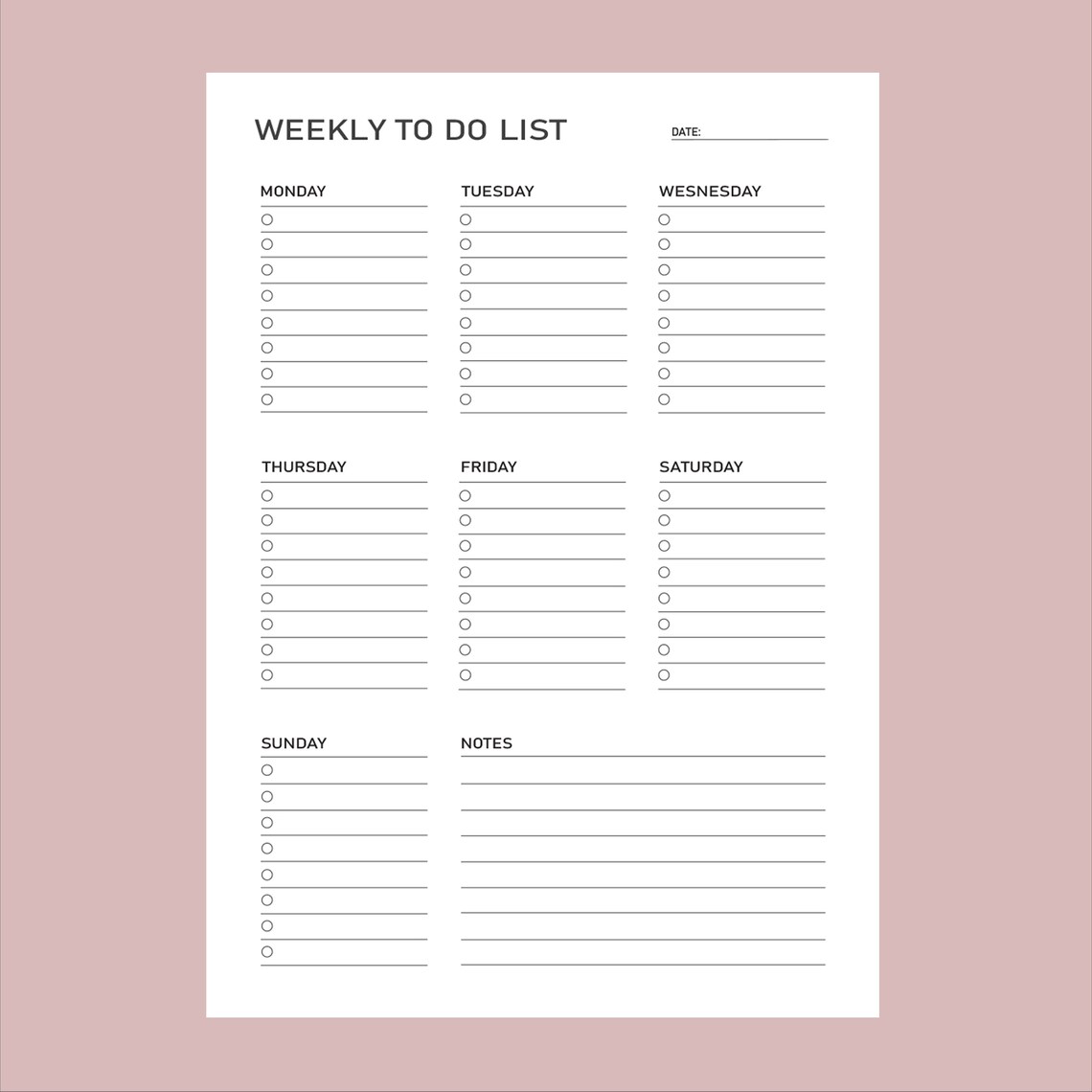 Minimal Daily to Do List Printable, Simple Task List Template ...
