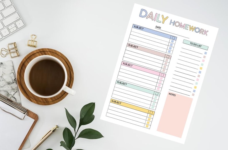 Homework Daily Planner Printable, School Planner, Student Planner ...