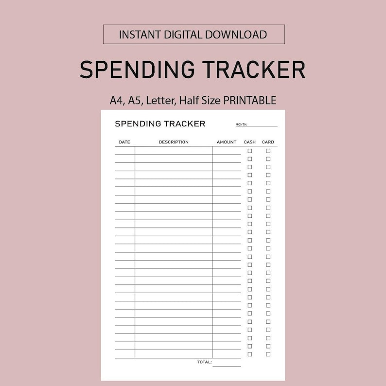 Spending Tracker Printable, Expense Tracker, Monthly Planner, Budget ...