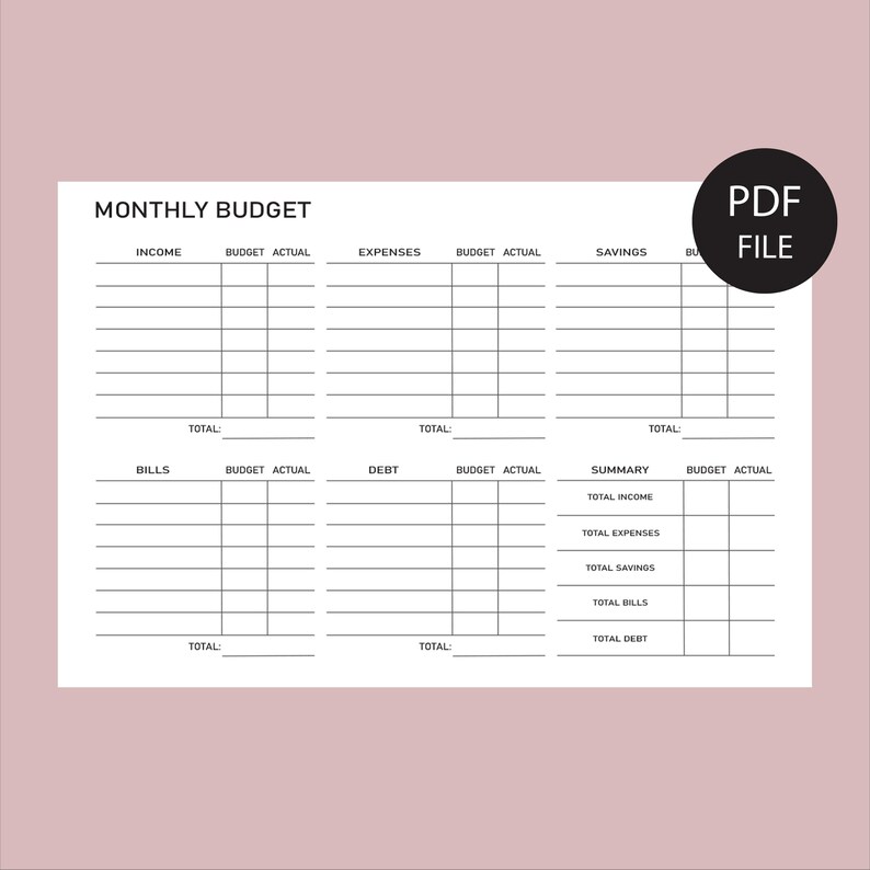 Monthly Budget Planner PDF Printable A4/a5/letter/half, Budget Tracking ...