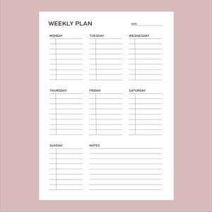 Weekly Planner Minimalist Printable Landscape, Weekly Schedule, Week at ...