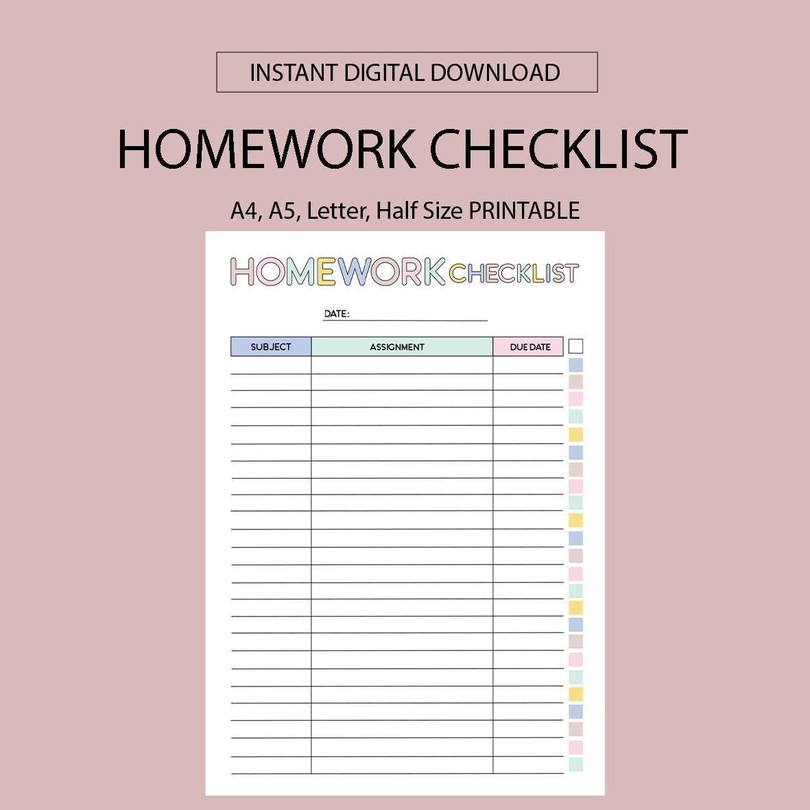 Homework Daily Planner Printable, School Planner, Student Planner ...