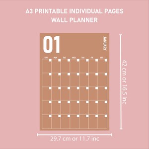 Undated Wall Calendar Printable PDF, Large Monthly Wall Planner ...