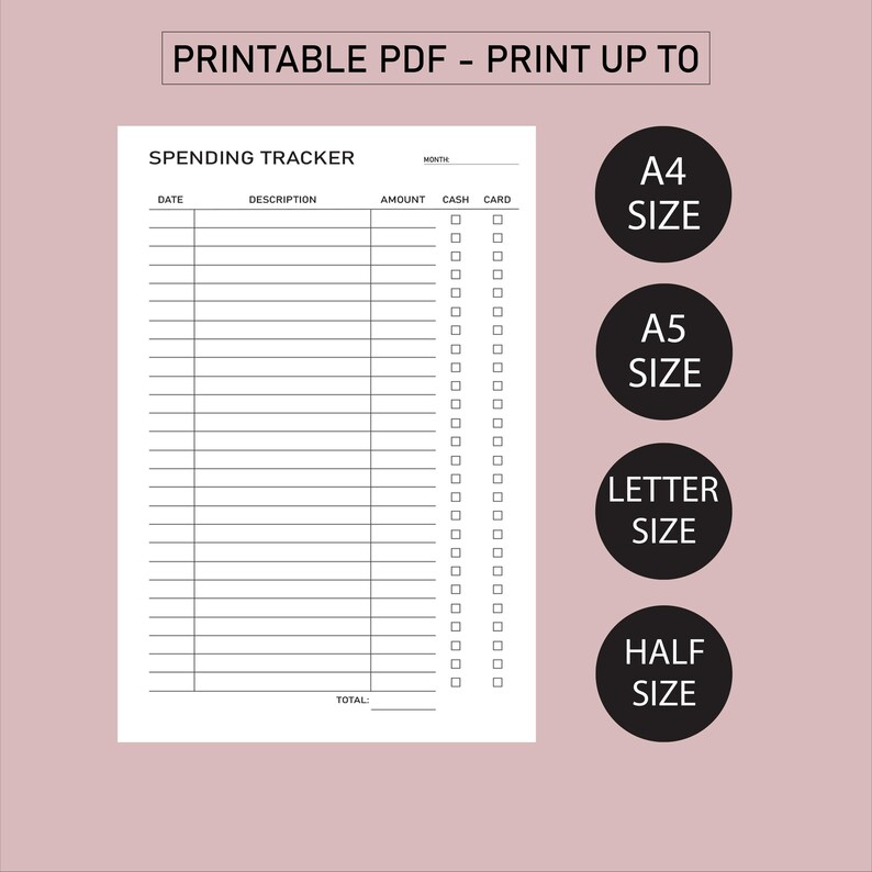 Spending Tracker Printable, Expense Tracker, Monthly Planner, Budget ...