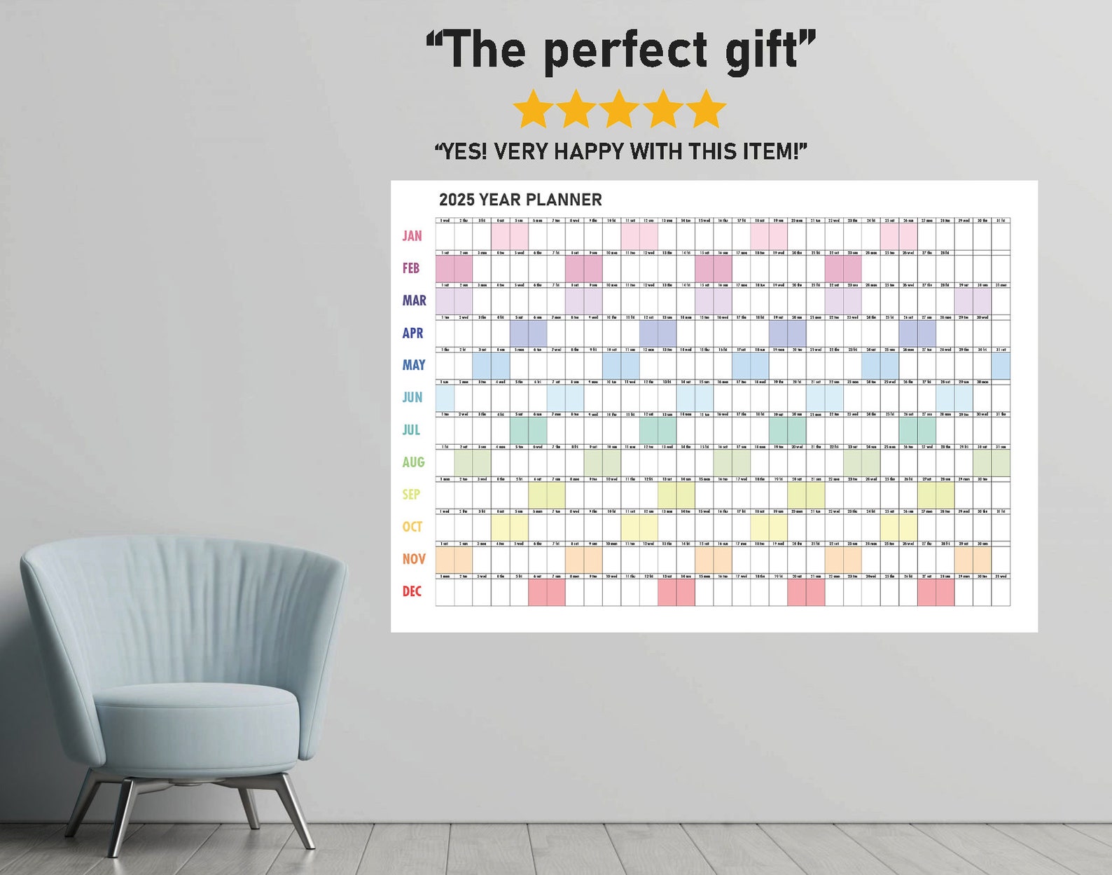 Giant Wall Calendar 2025 Printable PDF, 2025 Wall Planner, Large Wall ...