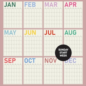 Large Monthly Wall Calendar Printable Bright, Pastel Wall Planner 2025 ...