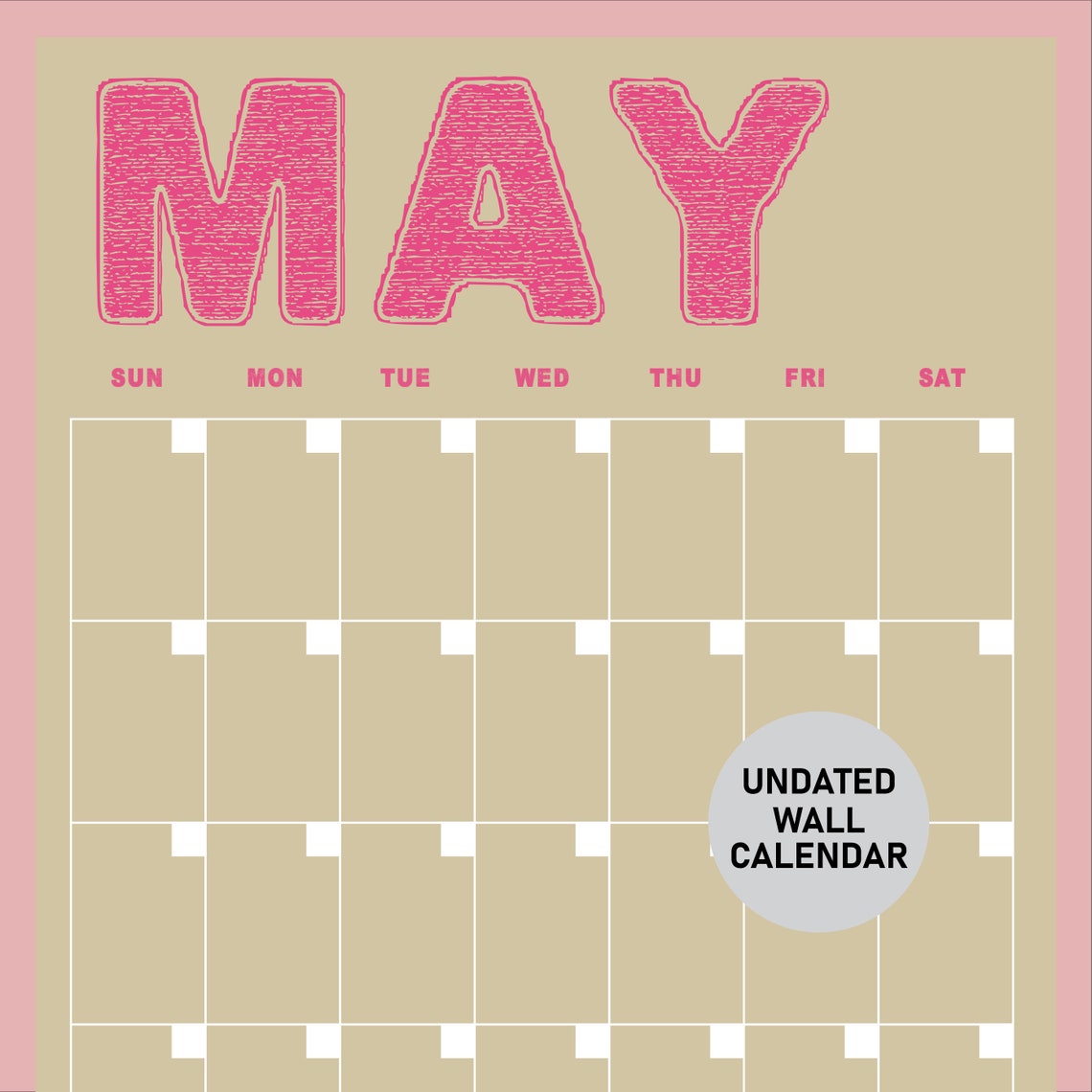 Undated Pastel Wall Calendar A3 A4, Large Monthly Wall Planner ...