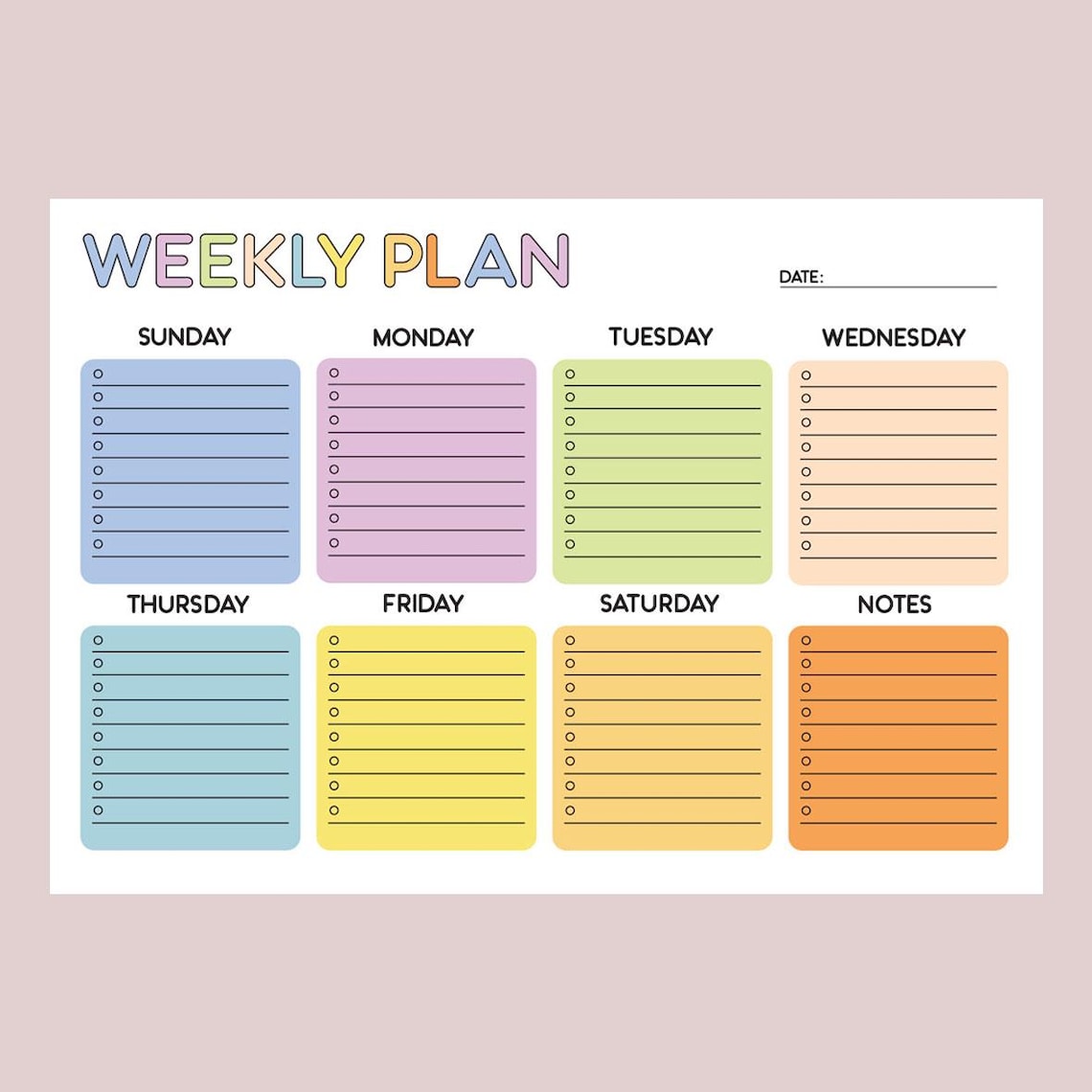 Weekly Planner Printable, Weekly Planner PDF, Weekly Organizer, Weekly ...