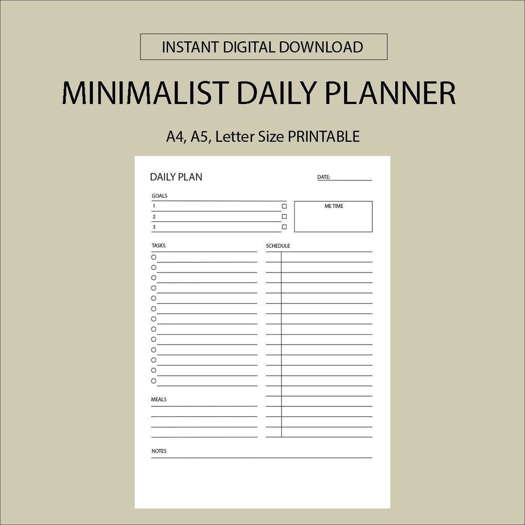 Minimalist Daily Planner Printable, Daily to Do List Planner, Planner ...