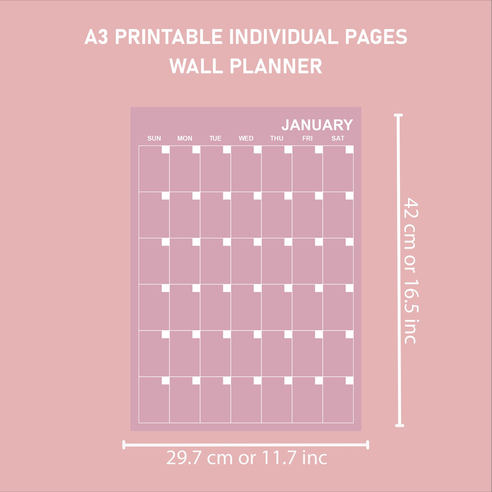 Large Monthly Wall Calendar A3 A4, Pastel PDF Wall Planner, Undated ...