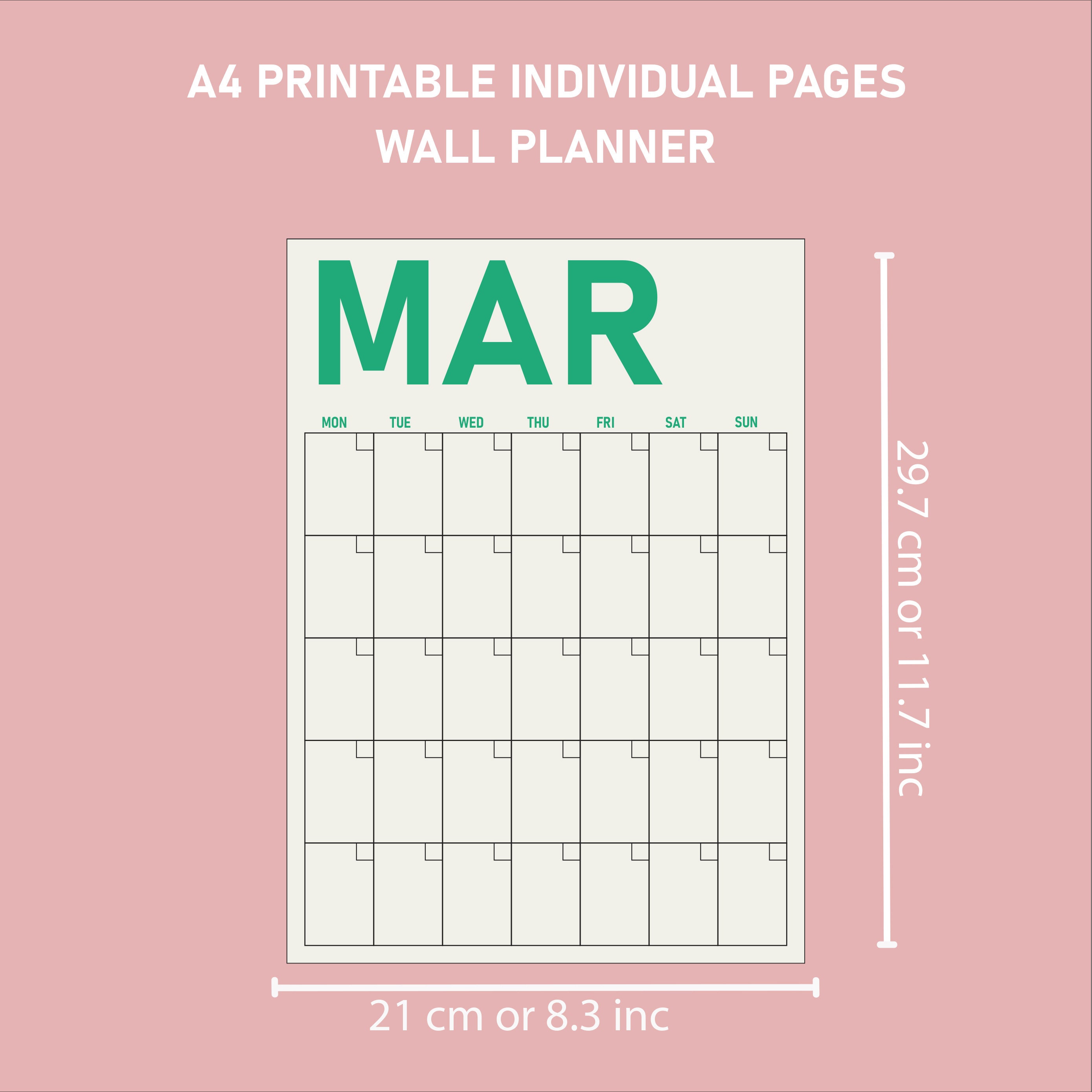 Large Monthly Wall Calendar Printable Bright, Pastel Wall Planner 2025 ...