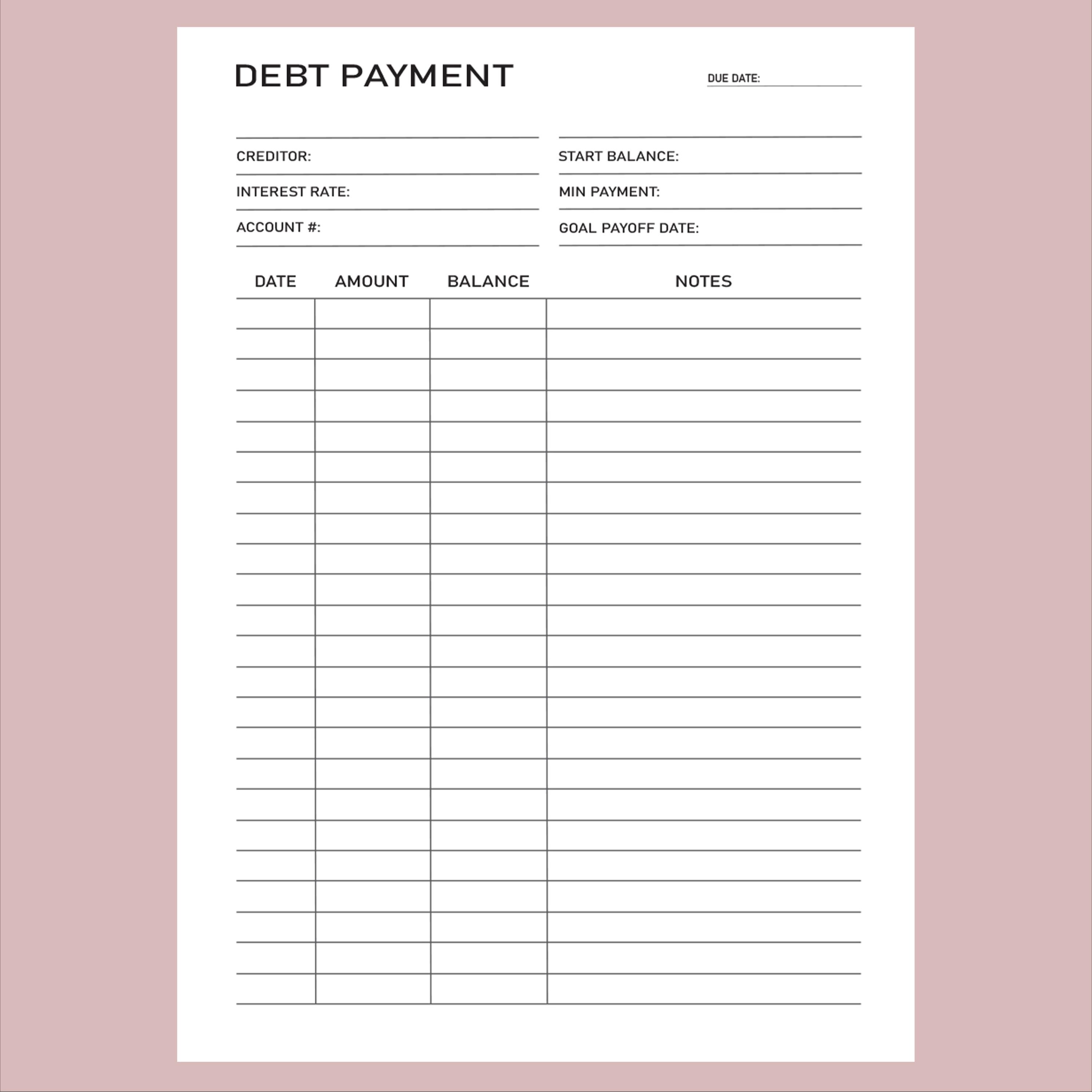 Debt Payment Tracker Printable, Debt Payoff Journal, Debt Payoff Plan ...