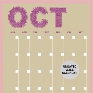 Undated Pastel Wall Calendar A3 A4, Large Monthly Wall Planner ...