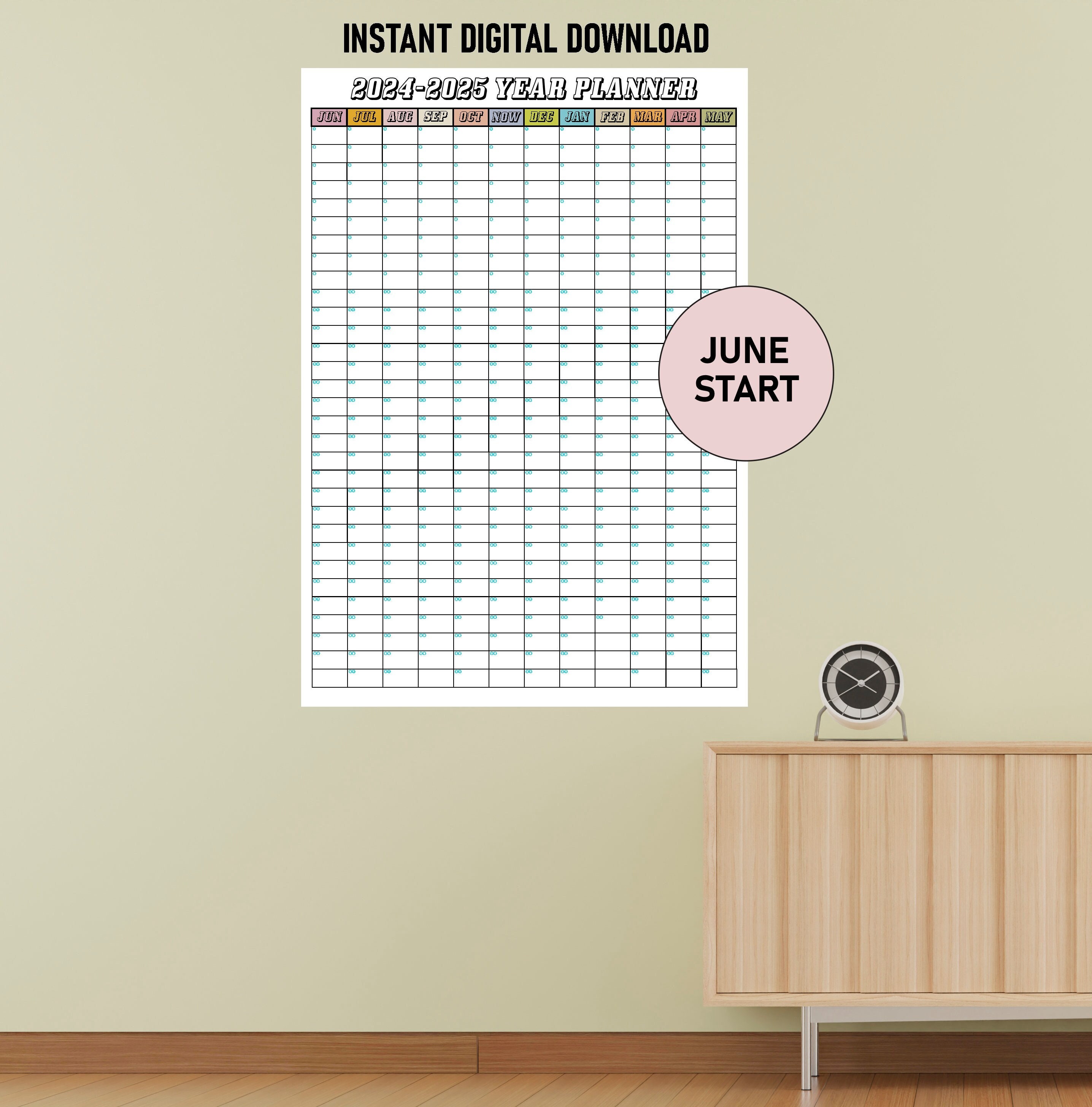 Academic Wall Calendar for 2024-2025 Year A0 A1 A2 A3 Size, School Year ...