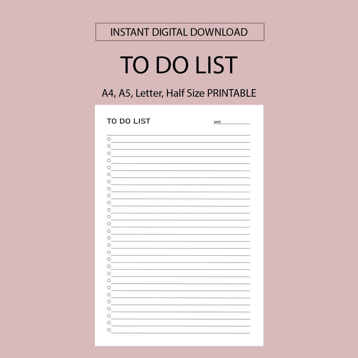 Minimalistic Daily to Do List Printable, Simple Task List Template ...
