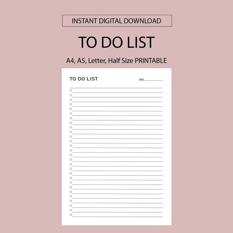 Minimalistic Daily to Do List Printable, Simple Task List Template ...
