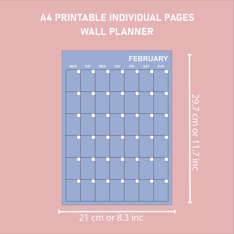 Large Monthly Wall Calendar Printable Bright, Pastel Wall Planner 2025 ...