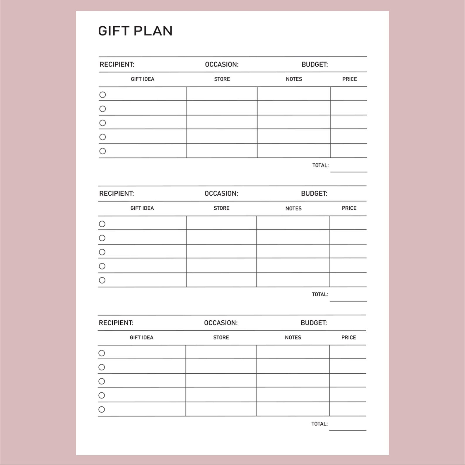 Gift Planner Printable A4/a5/letter/half, Gift Ideas Planner, Gift ...