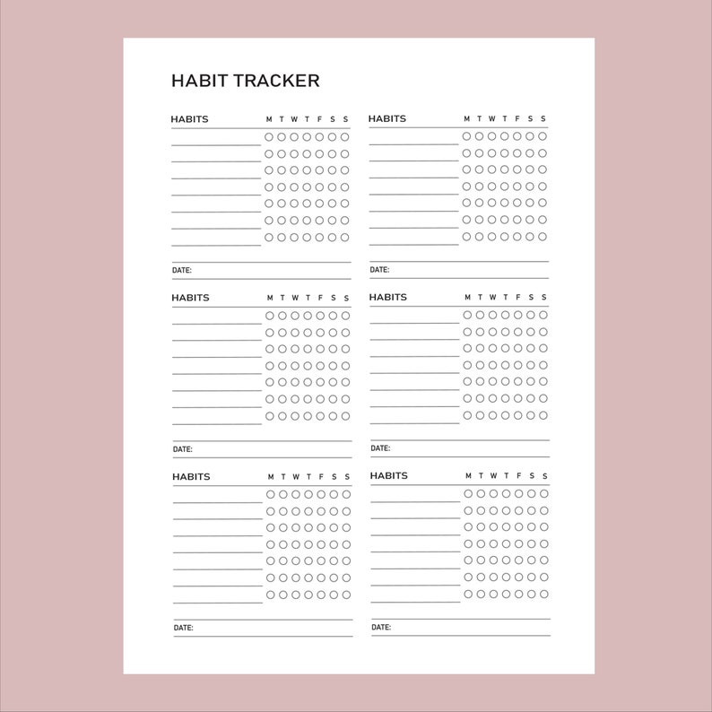 Weekly Habit Tracker Printable A4/a5/letter/half Size, Habit Tracker ...