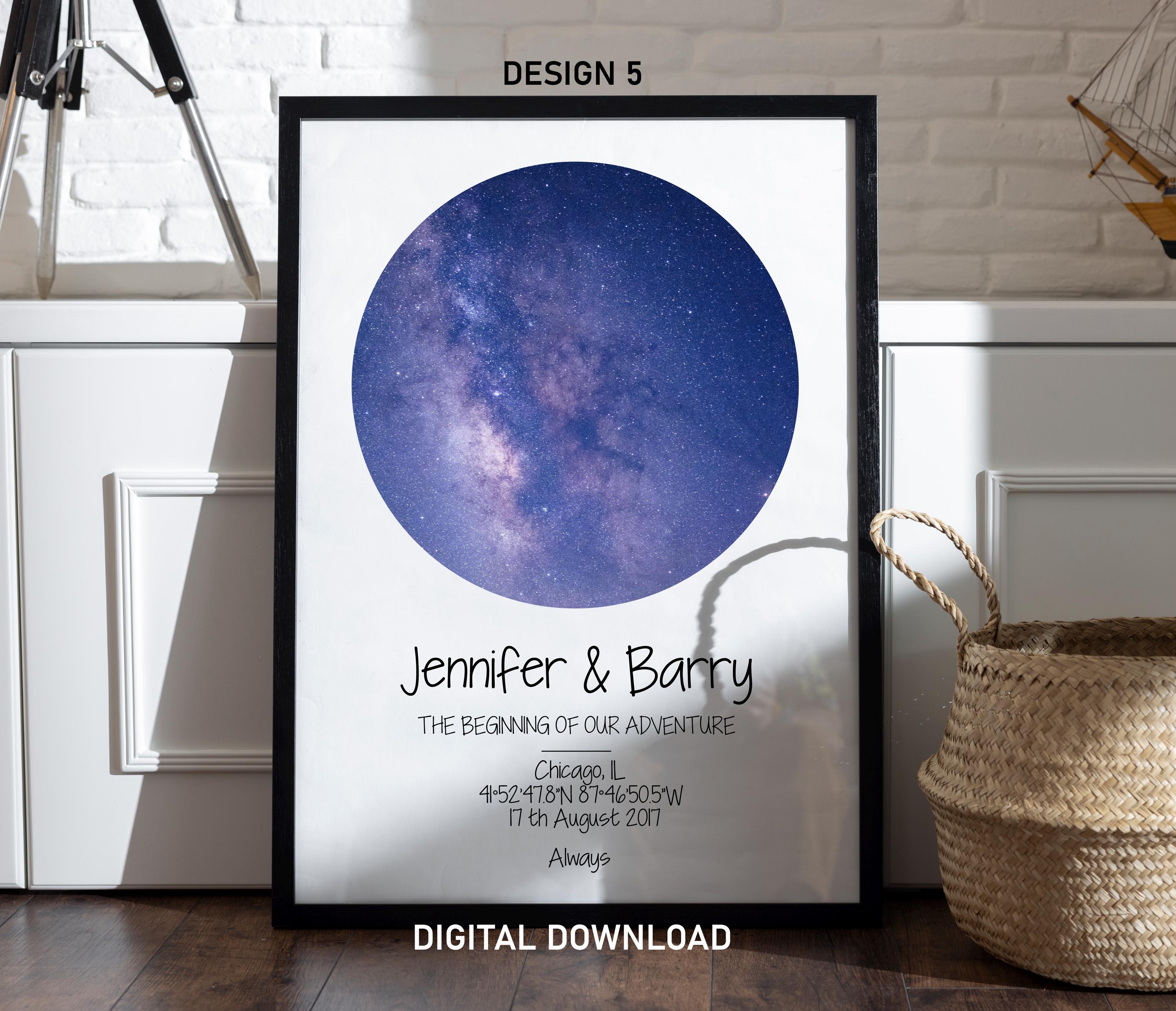 Custom Star Map Printable, Anniversary Gift "the Night We Met", Night ...