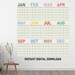 Large Monthly Wall Calendar Printable Bright, Pastel Wall Planner 2025 ...