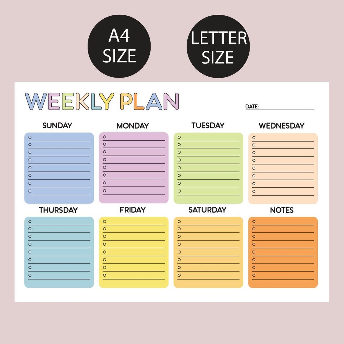 Weekly Planner Printable, Weekly Planner PDF, Weekly Organizer, Weekly ...