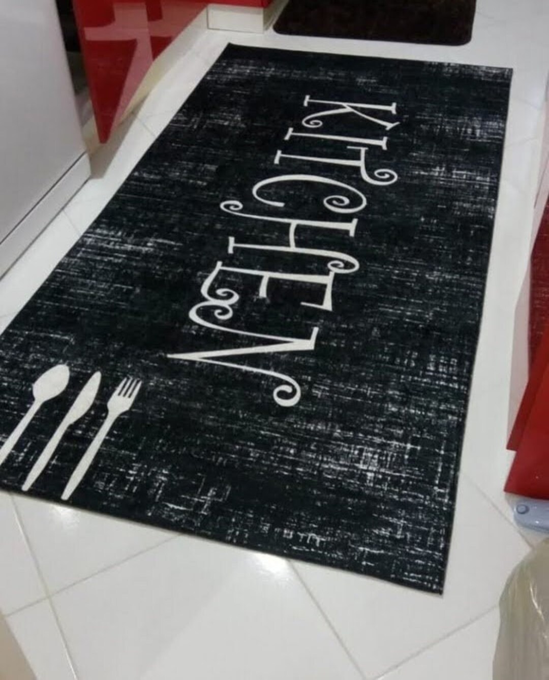 Kitchen Spoon Knife Fork Decorated Rug Easy to Clean Carpet Soft ...