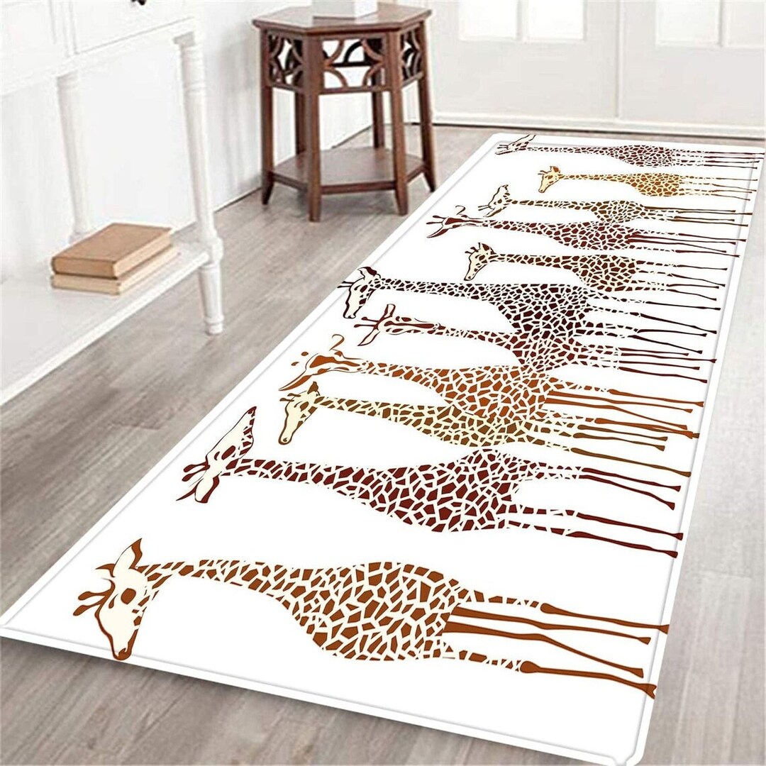 Cute Giraffe Pattern Kithcen Carpet Giraffe Family Area Runner Entrance ...
