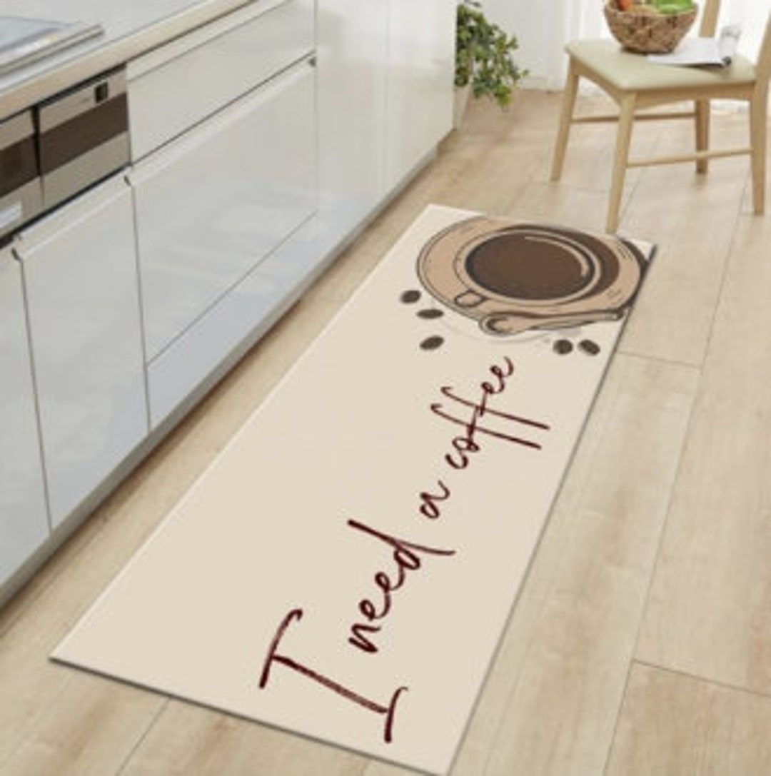 I Need Coffee Kitchen Mat Machine Washable Non Slip Kitchen Rug Soft ...