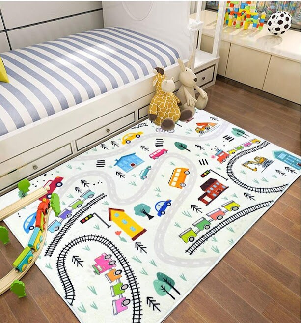 Railway Patterned Antiallergic Mat Activity Play Carpet - Etsy