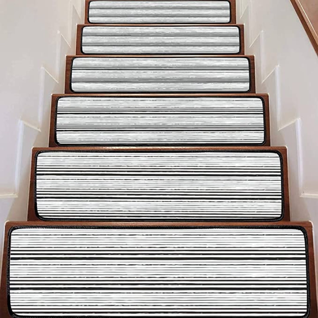 Line Pattern Tapeless Security Stair Runner, Stair Treads Soft Carpet ...