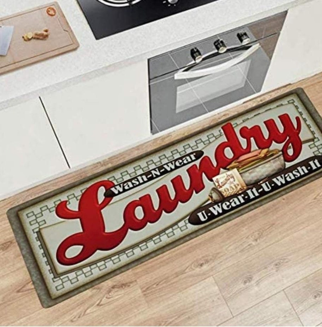 Laundry Mat Non Slip Machine Washable Bathroom Rug Soft Decorative ...