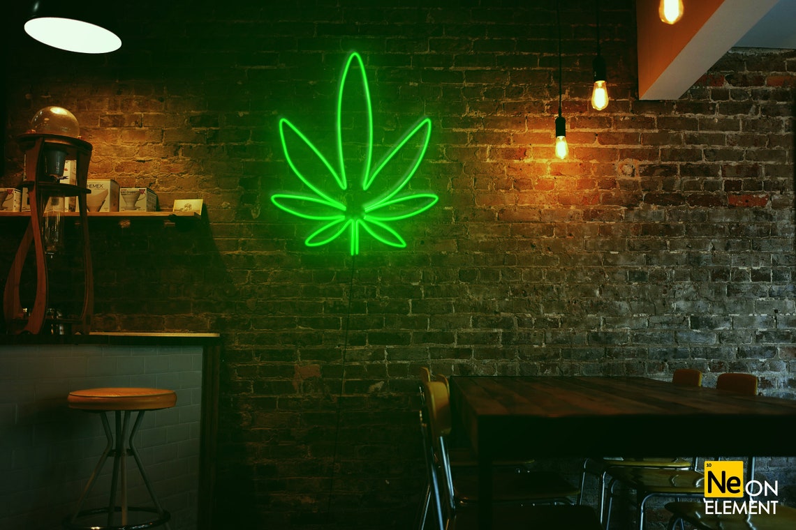 Cannabis Neon Sign Marijuana Neon Sign Cannabis art Wall | Etsy