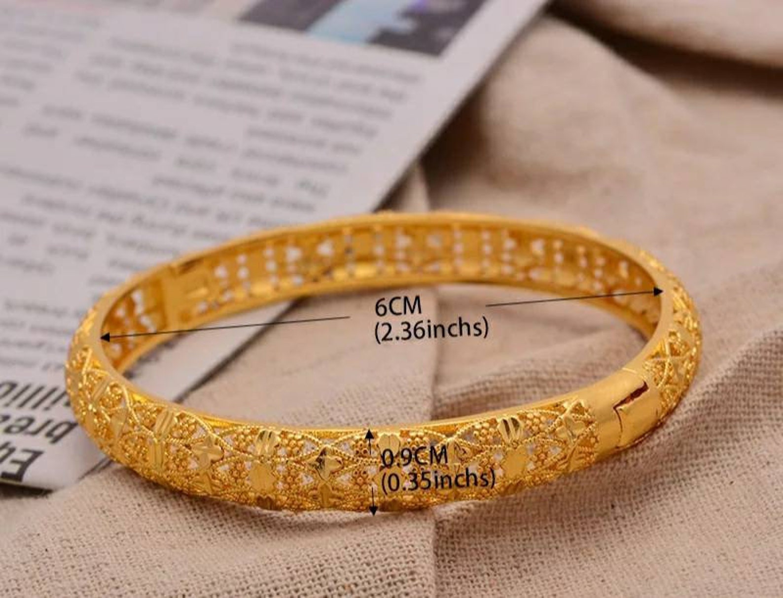 24K Dubai Gold Plated Bangles Set of 4 Clasp Opening Size 2.4 - Etsy