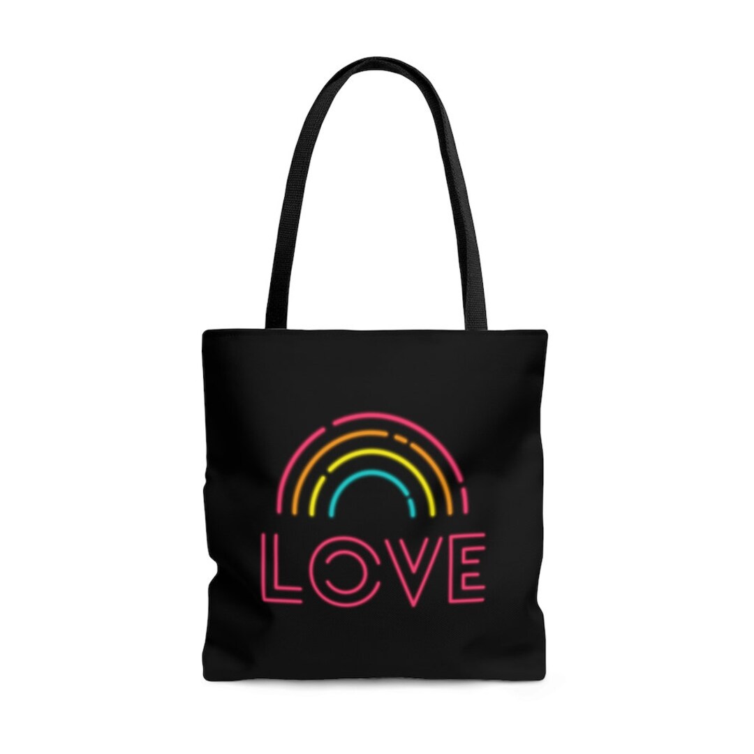Love Rainbow Neon AOP Tote Bag - Etsy UK