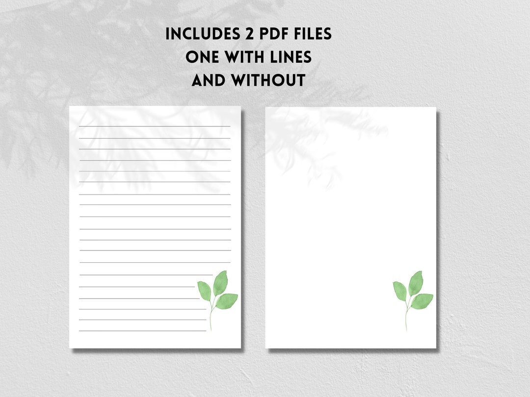 Plant Printable Stationary Paper, Stationary Paper, Minimalist Writing ...