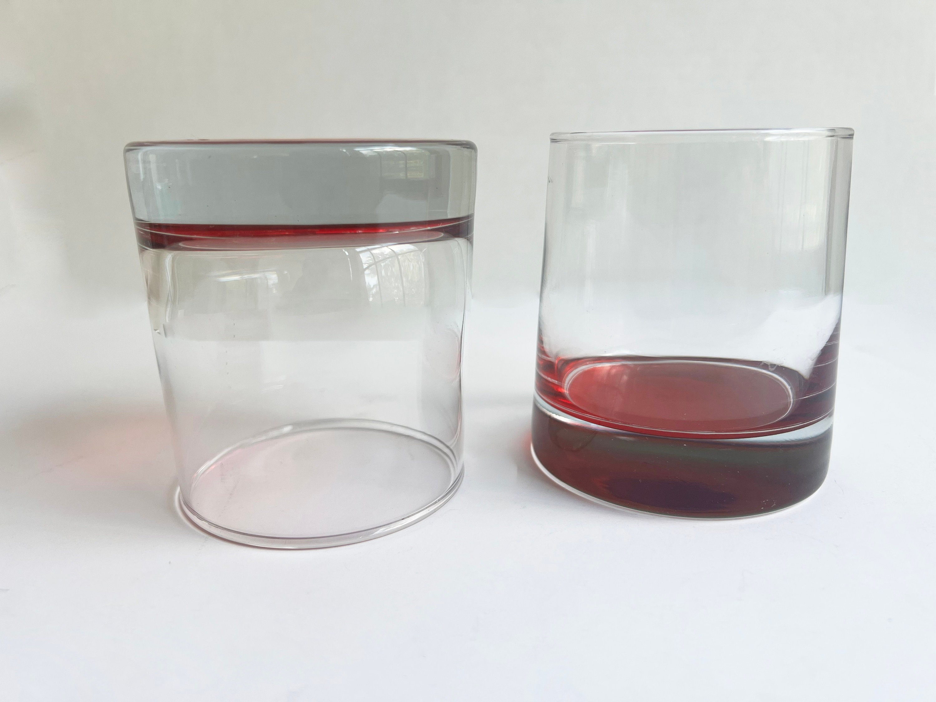 Vintage Set of 2 Crisa Glassware Drinking Glasses Red Bottom - Etsy