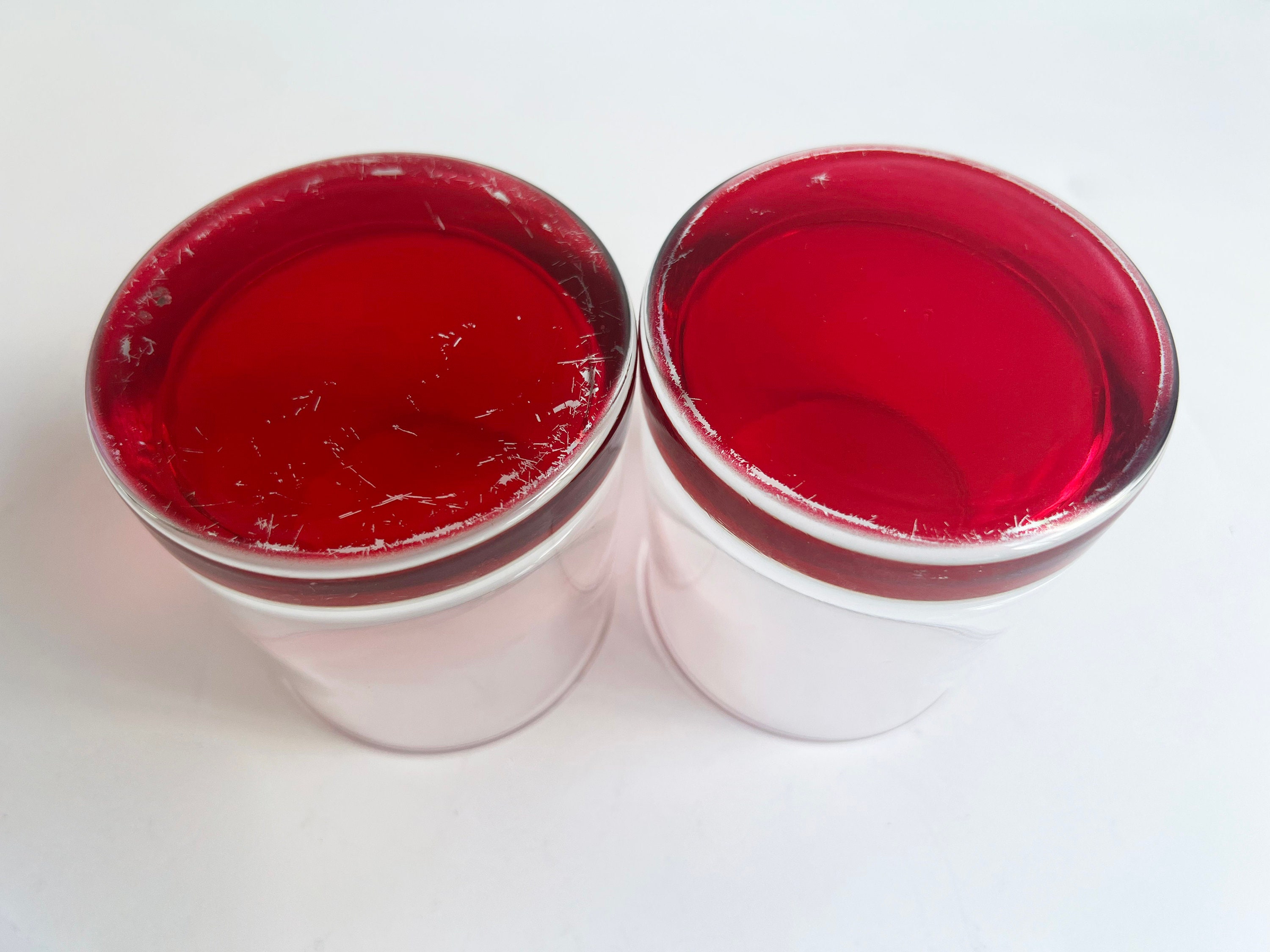 Vintage Set of 2 Crisa Glassware Drinking Glasses Red Bottom - Etsy