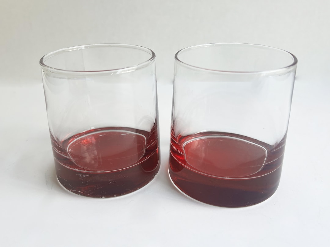 Vintage Set of 2 Crisa Glassware Drinking Glasses Red Bottom - Etsy