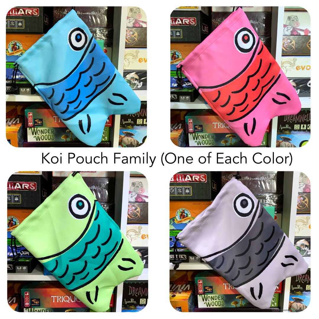 Family of 4 Koi Fish Drawstring Pouches With Plastic Closures 6in X 9in ...