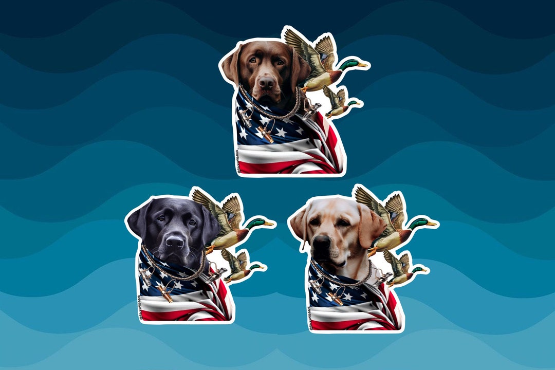 Patriotic Duck Hunting Labs Laminated Waterproof Vinyl Sticker, Cooler ...