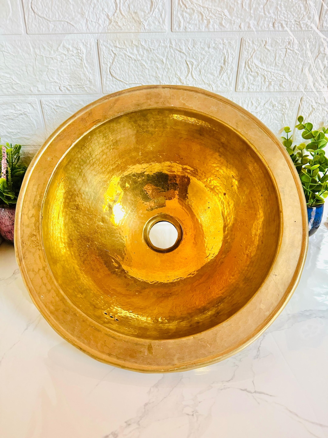 Brass Sink, Handcrafted Brass Basin, Vintage Brass Vessel Sink, Luxury ...