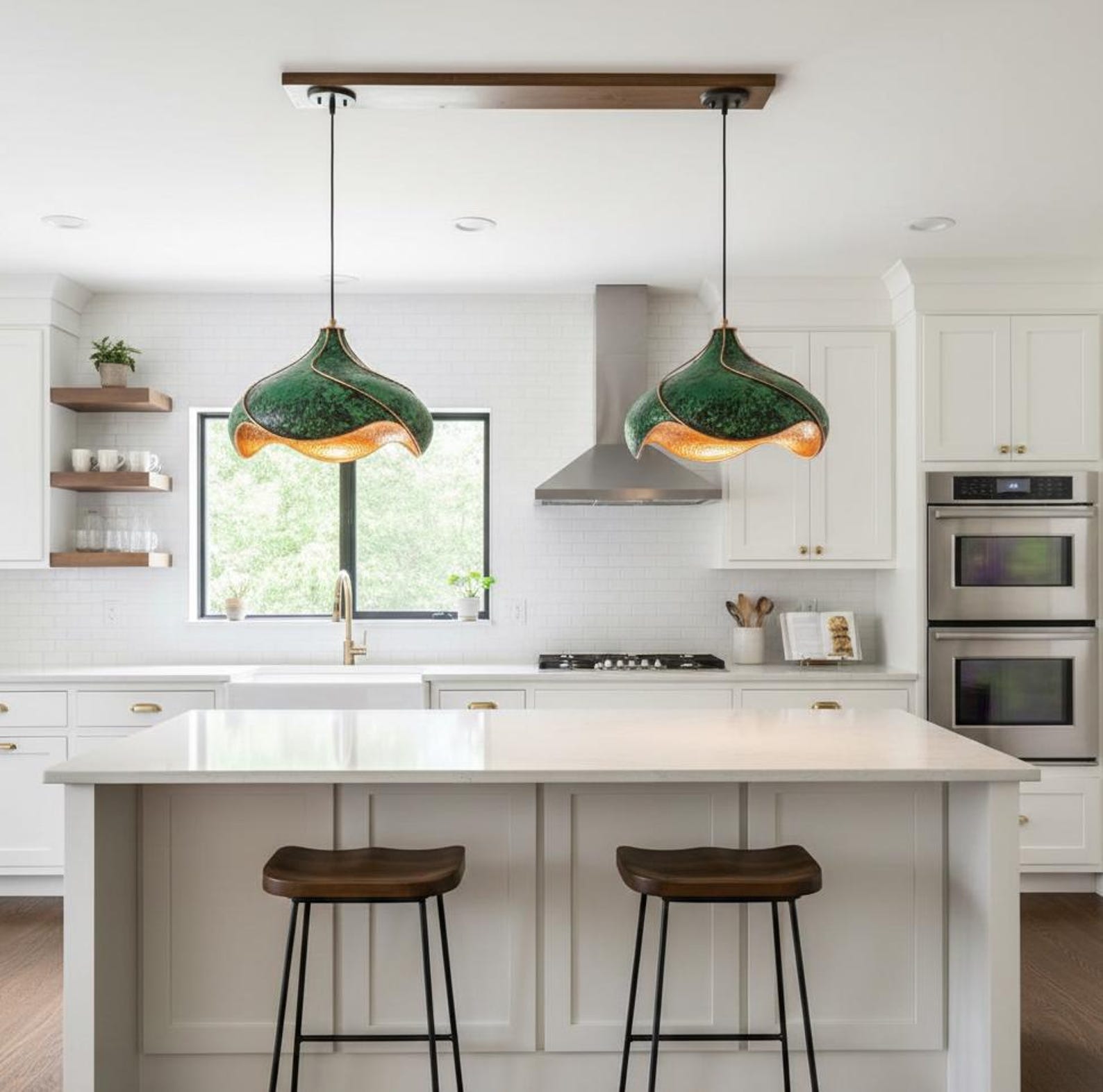Hand-hammered Copper Lotus Pendant Light: Green Patina, Copper Moroccan ...