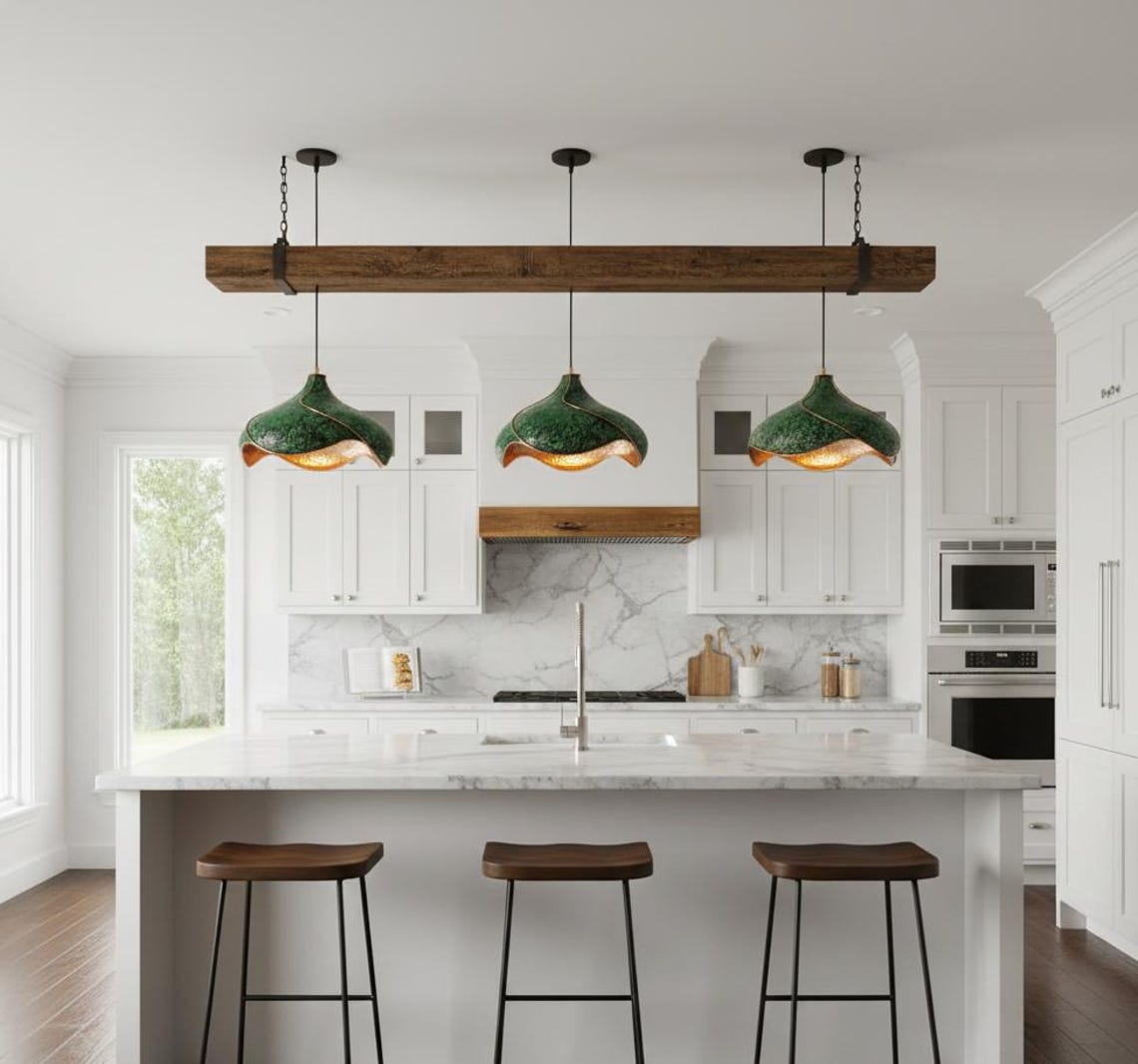 Hand-hammered Copper Lotus Pendant Light: Green Patina, Copper Moroccan ...
