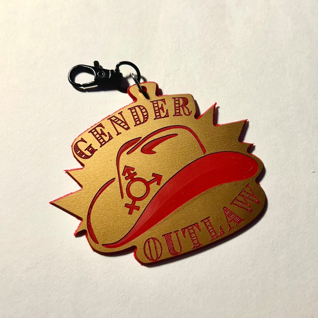 Gender Outlaw Charm, Trans Pride Cowboy Keychain - Etsy