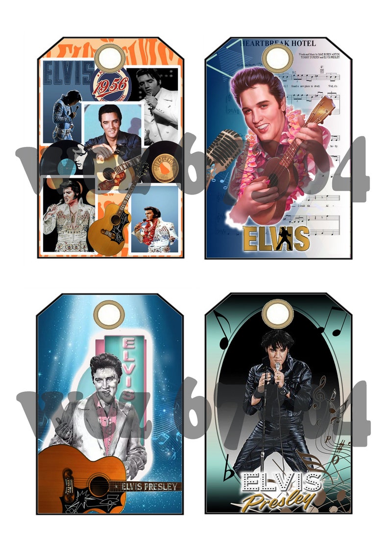 12 Elvis Presley King of Rock N Roll Digital Download Tags for Junk ...