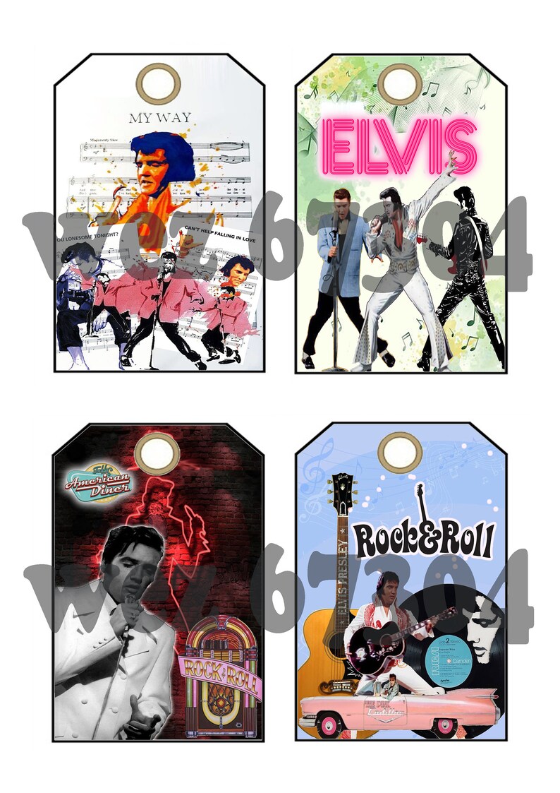 12 Elvis Presley King of Rock N Roll Digital Download Tags for Junk ...