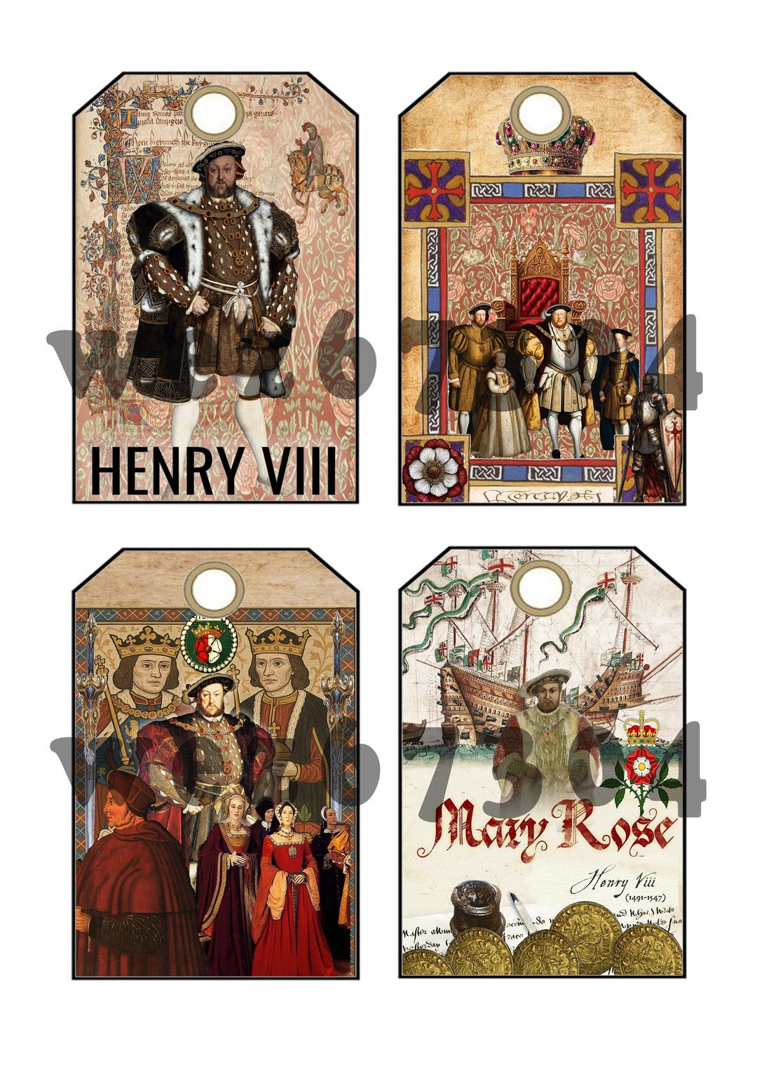 8 Henry VIII and His Six Wives Digital Download Tags for Junk Journals ...