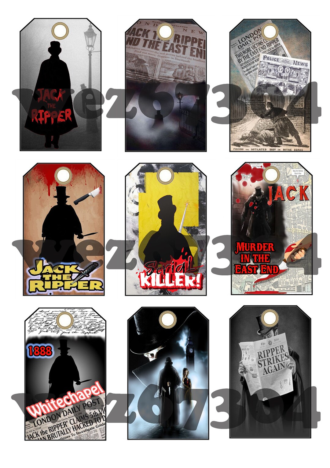 9 Jack the Ripper Digital Download Tags for Junk Journals - Etsy