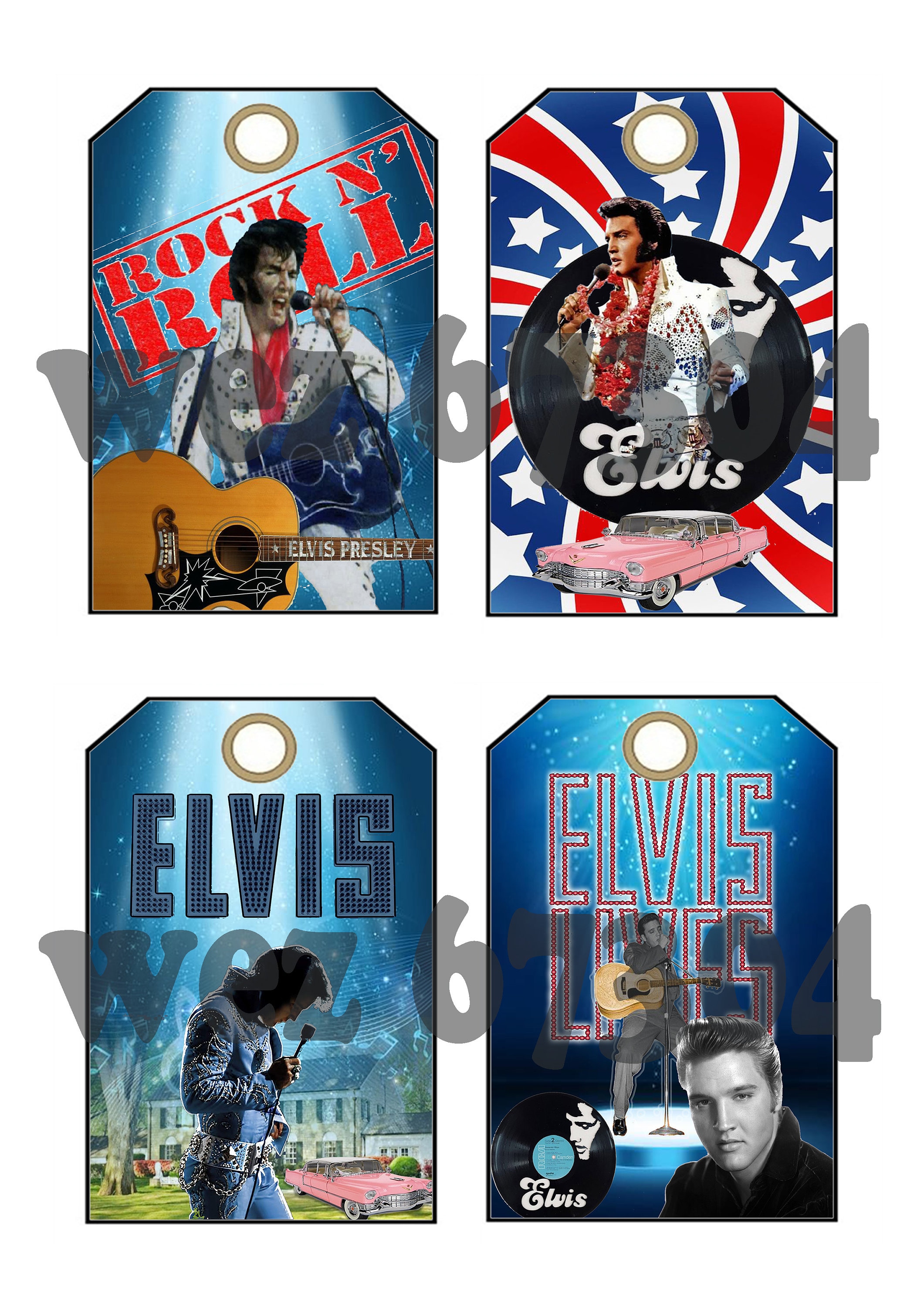 12 Elvis Presley King of Rock N Roll Digital Download Tags for Junk ...